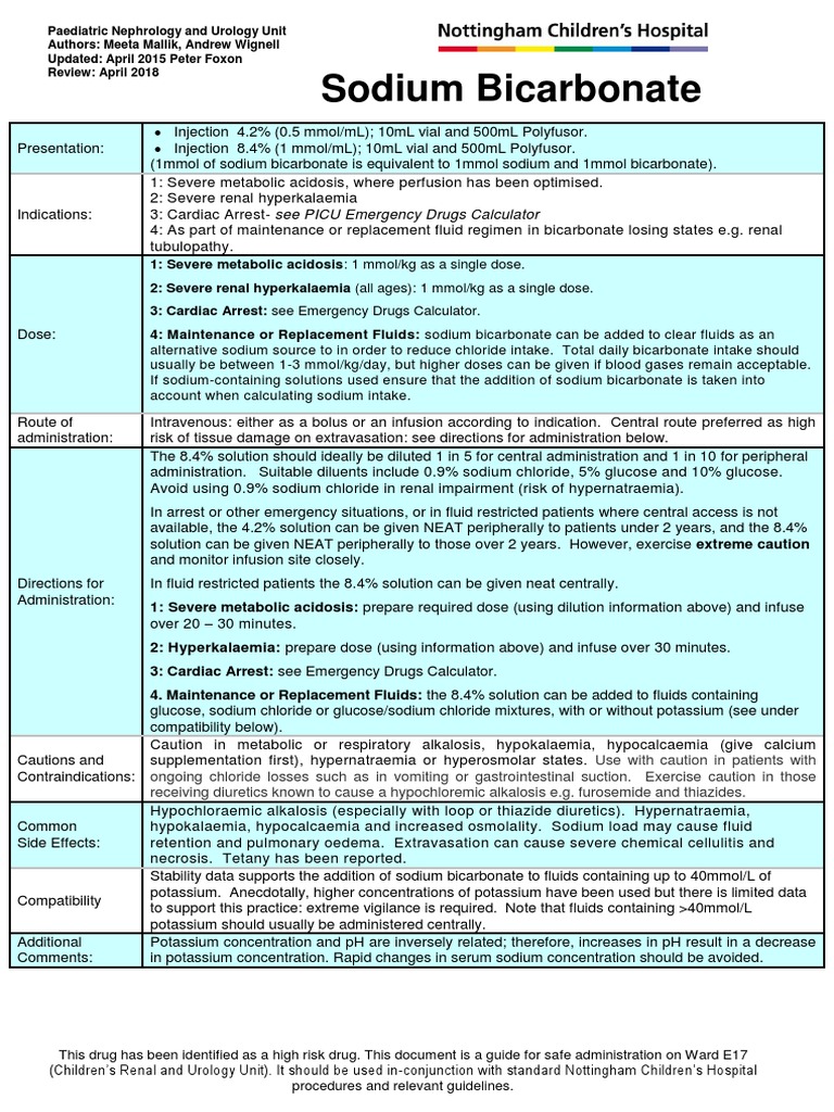 Sodium Bicarbonate Renal | Download Free PDF | Intravenous Therapy ...