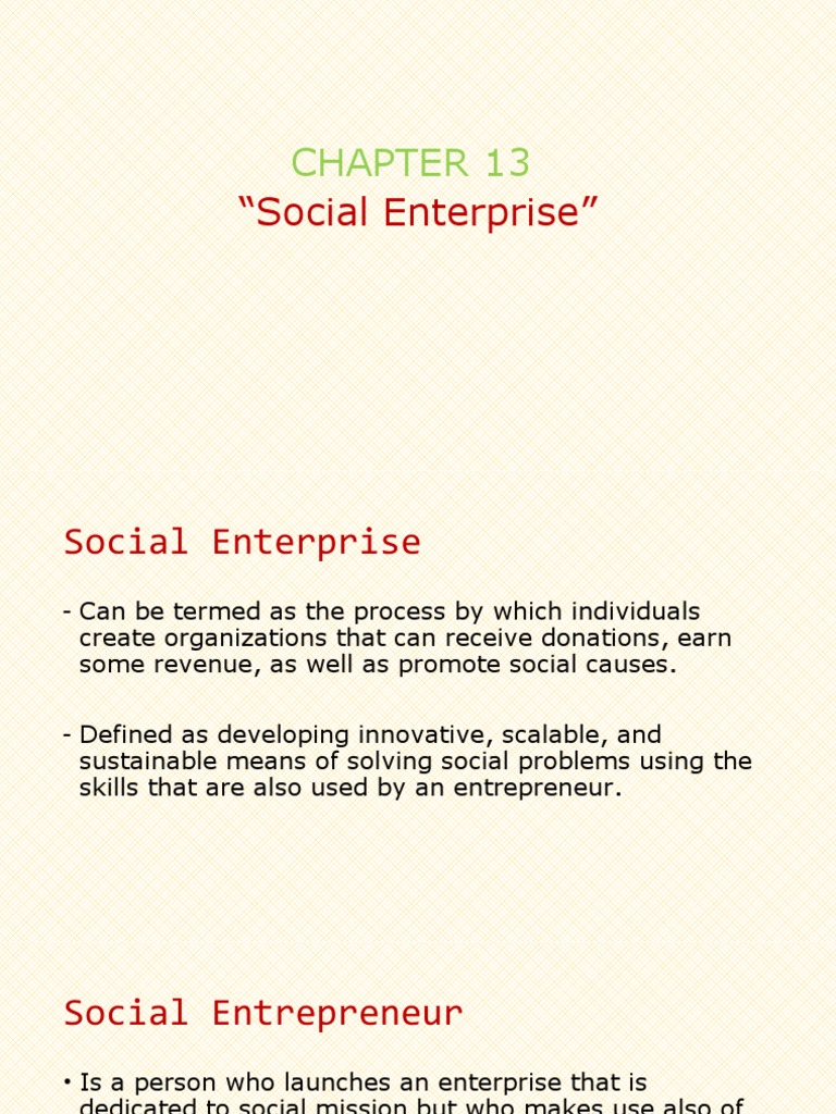 Entrep Chapter 13 | PDF | Social Entrepreneurship | Social Enterprise