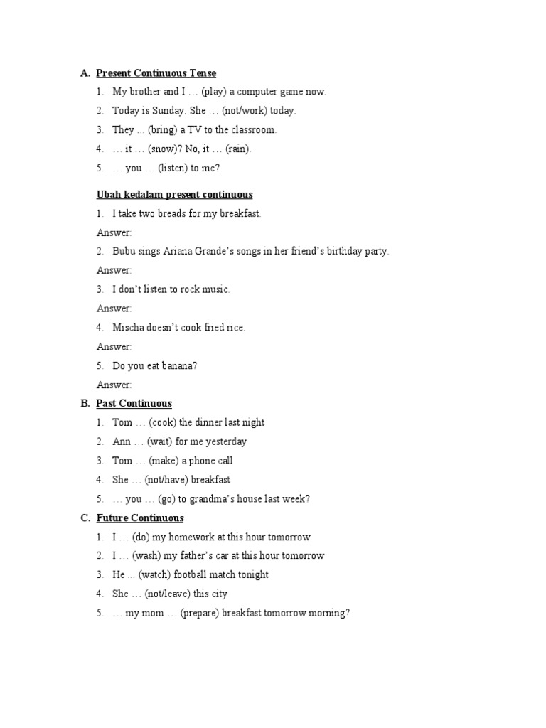 Latihan Soal Tenses - Kelas 9 | PDF