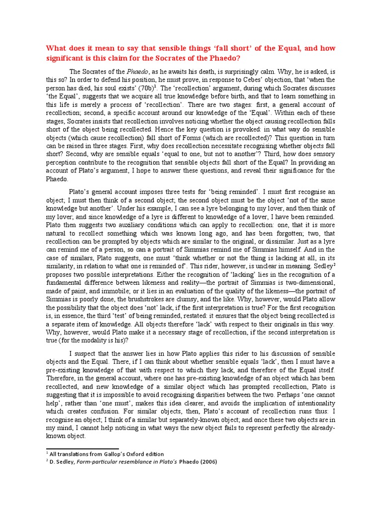 Phaedo Epistemology Class Notes | PDF Phaedo Epistemology Class Notes | PDF