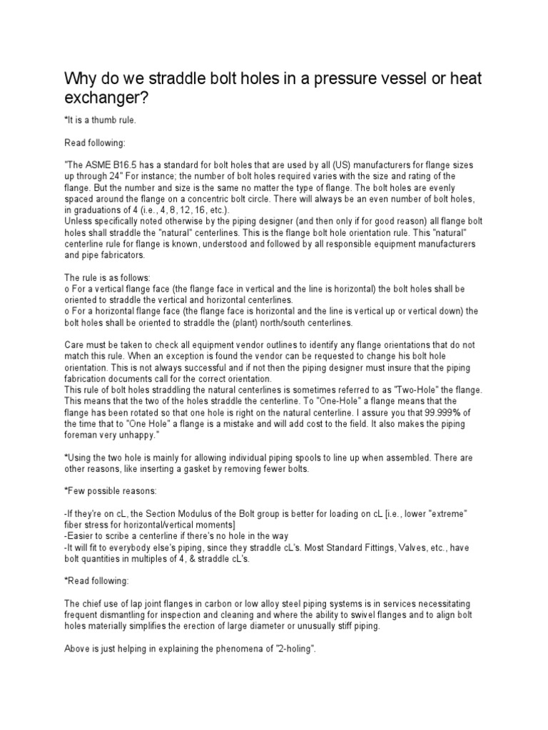 Straddle Flange Bolt Hole Orientation | PDF