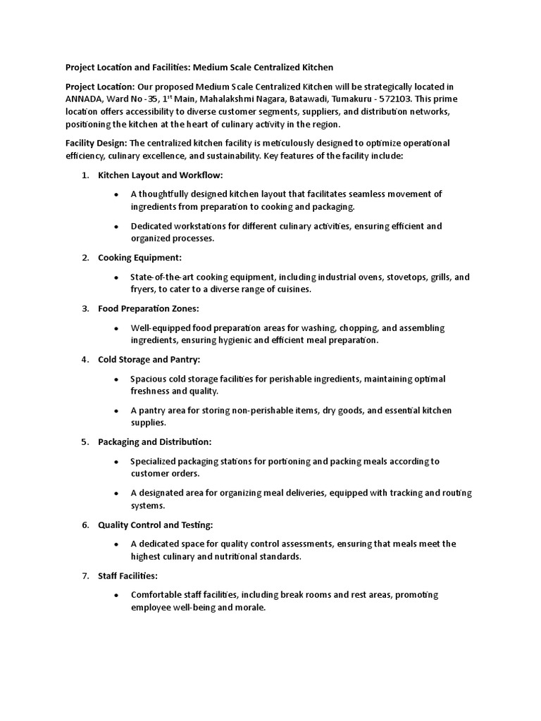DPR - Project Location and Facilities | PDF | Kitchen | Ventilation ...