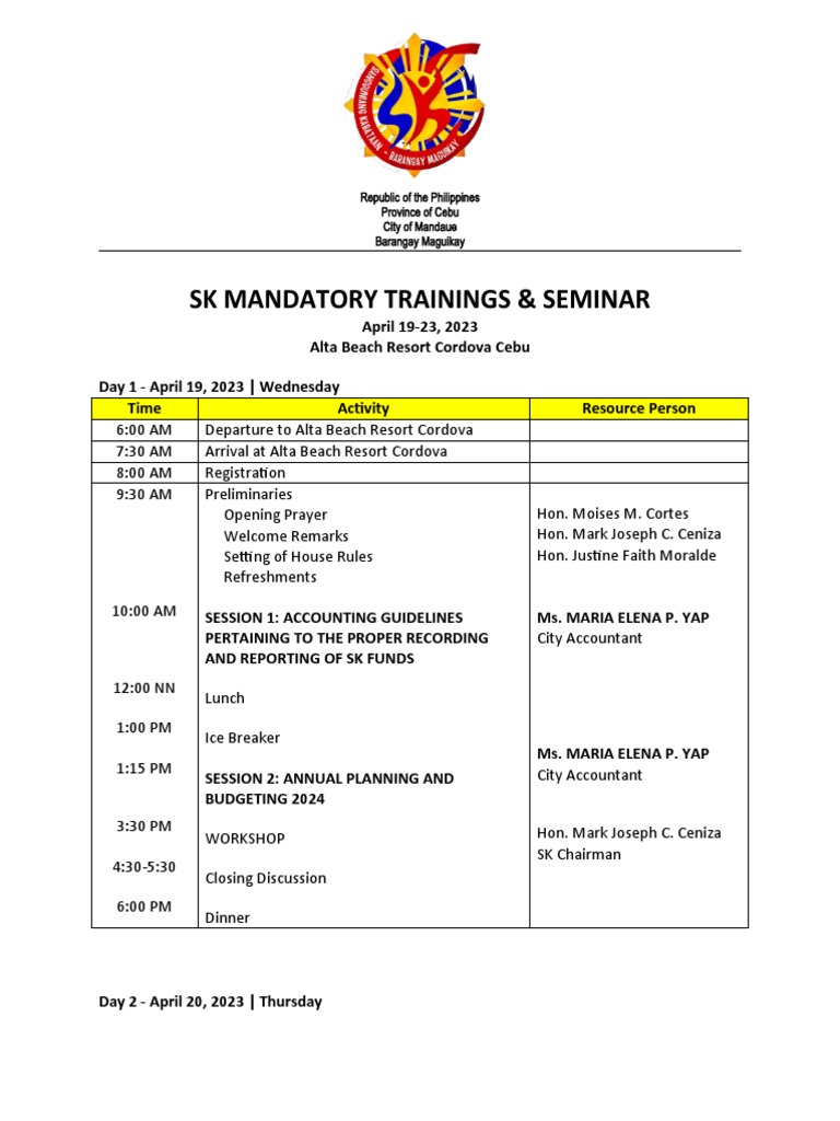 SK Mandatory Trainings Seminar | PDF