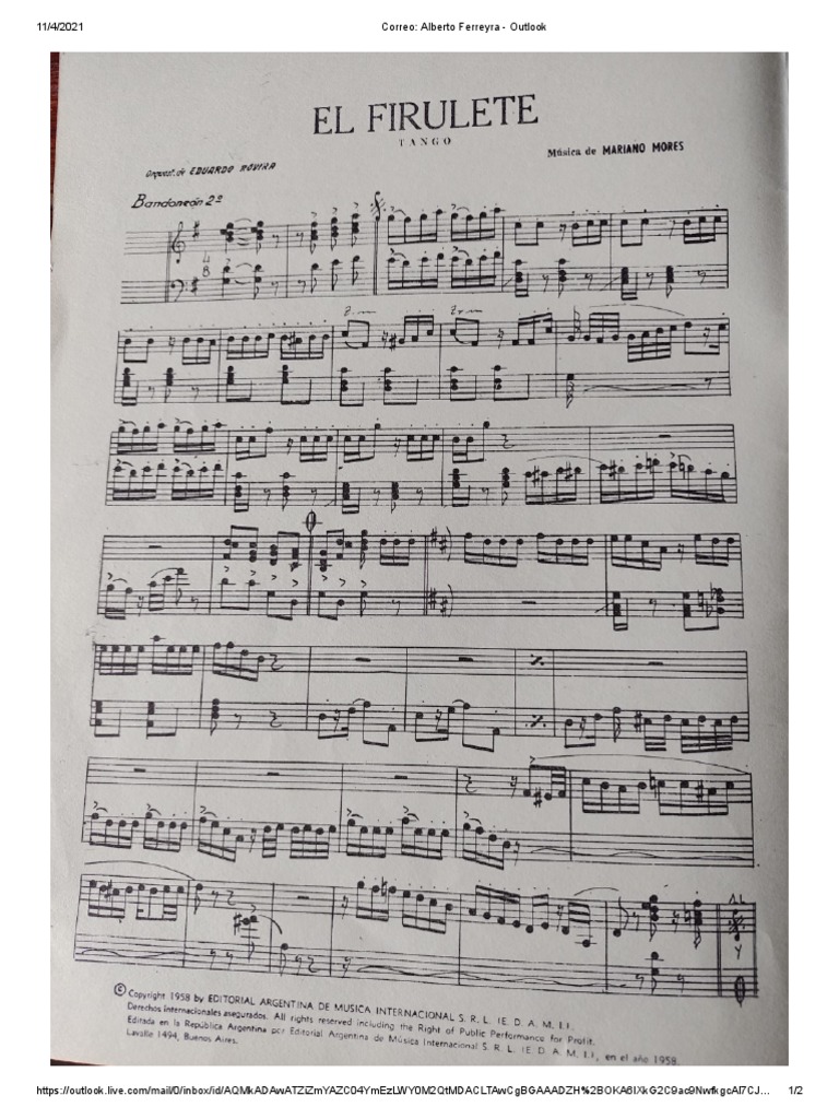 El Firulete Bandoneon Dos Hoja Uno | PDF