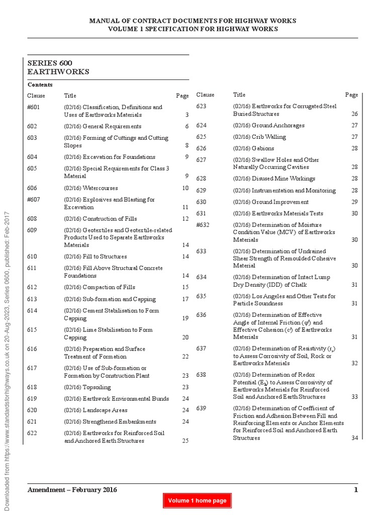 SHW Series 0600 Earthworks - February 2017 | PDF | Construction ...