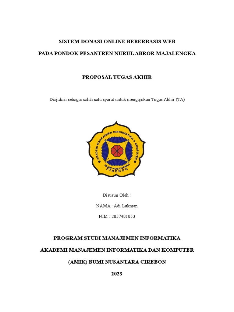 Proposal Perancangan Sistem Donasi Online Ppna Berbasis Web | PDF Proposal Perancangan Sistem Donasi Online Ppna Berbasis Web | PDF