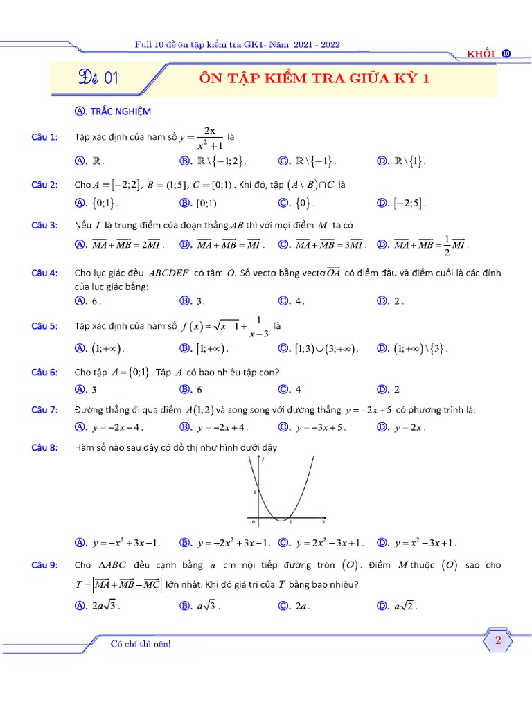Đề Ôn Tập Ktgk 2022 Khối 10 | PDF