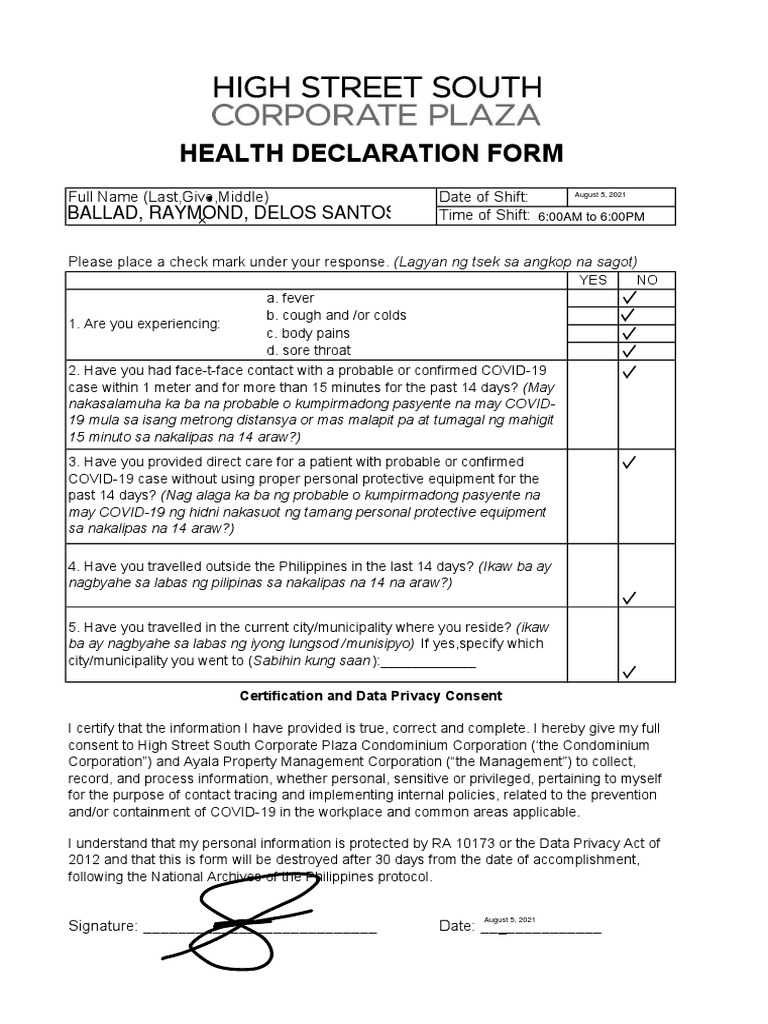 REVISED NEW HEALTH DECLARATION FORM(1) | PDF