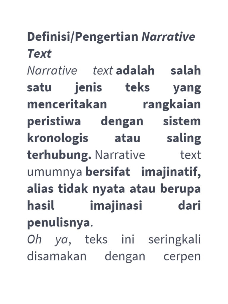 Catatan Narrative Teks | PDF | Seni & Disiplin Bahasa
