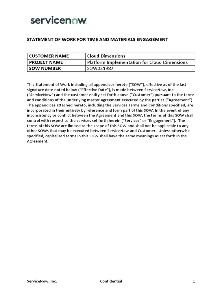 Sow For Time and Materials Engagement | PDF
