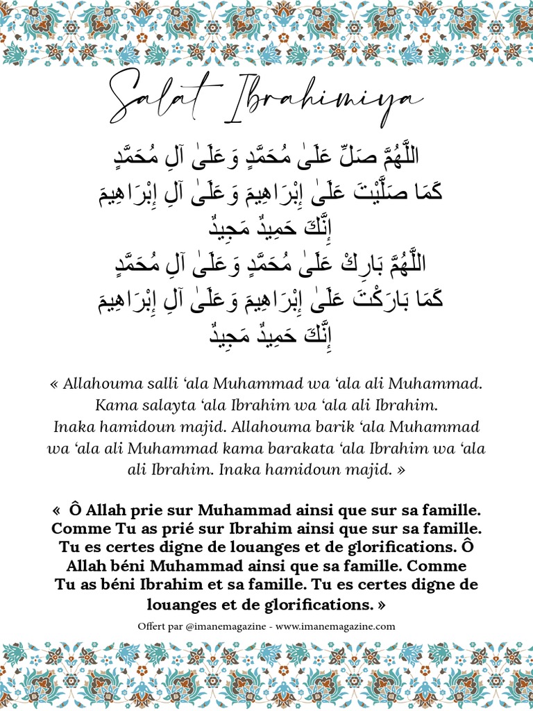 Salat Ibrahimiya : Prière et Bienfaits | PDF | Religion et spiritualité