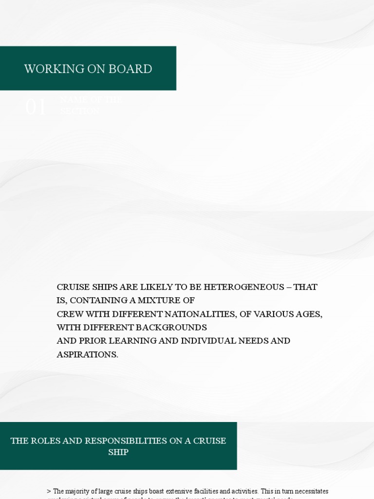 Working On Board | PDF | Waiting Staff | Cruise Ship