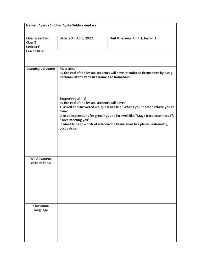TMTE - Lesson Plan TP2 | PDF TMTE - Lesson Plan TP2 | PDF