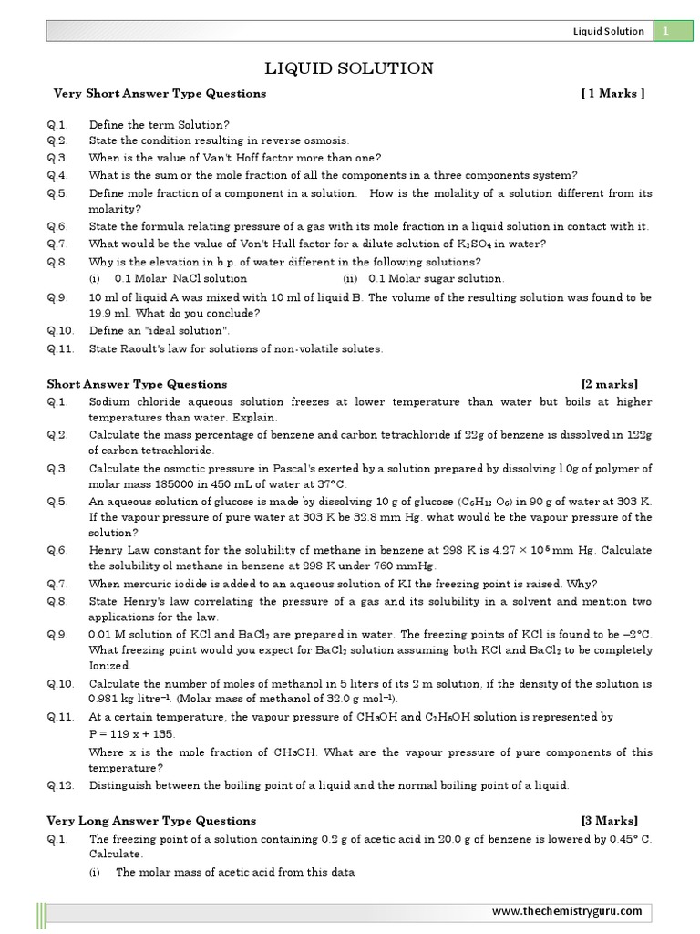 2 Liquid Solution Assignment | PDF 2 Liquid Solution Assignment | PDF