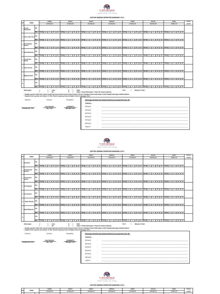 Format Absen OP SKM | PDF