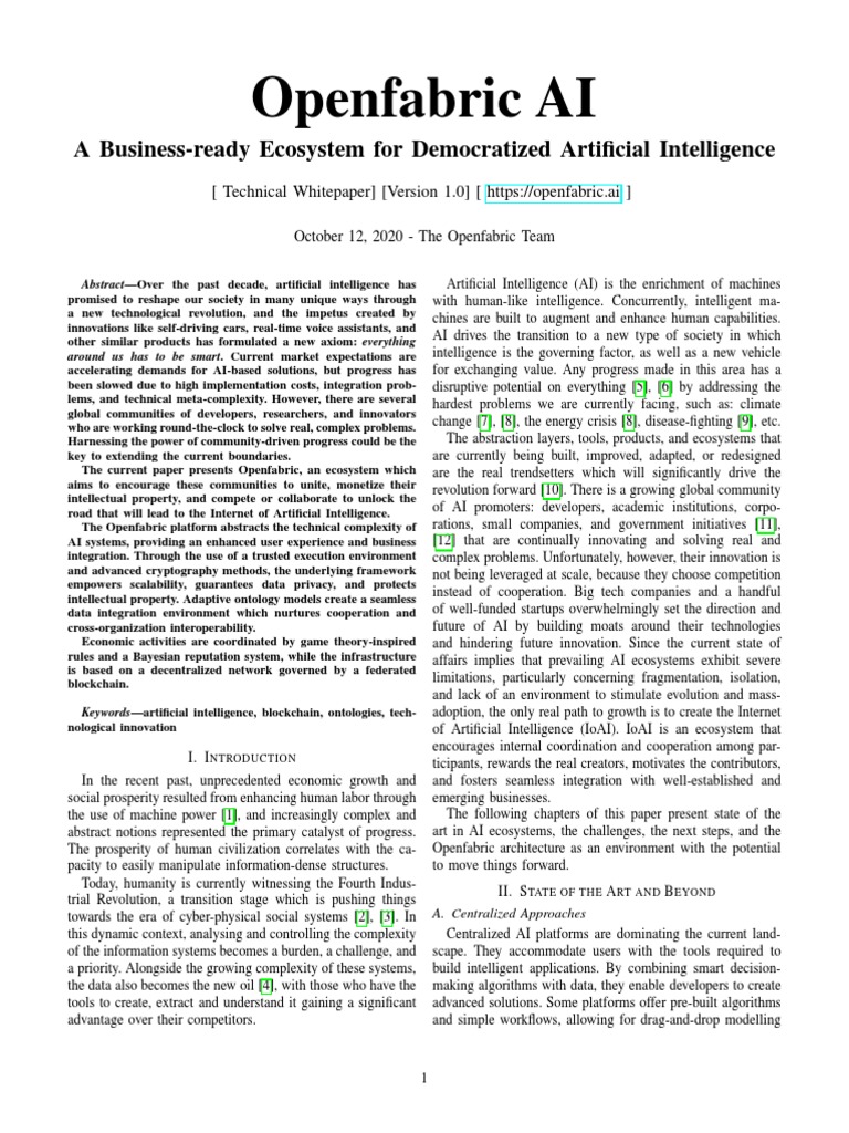 Openfabric Whitepaper | PDF | Artificial Intelligence | Intelligence ...