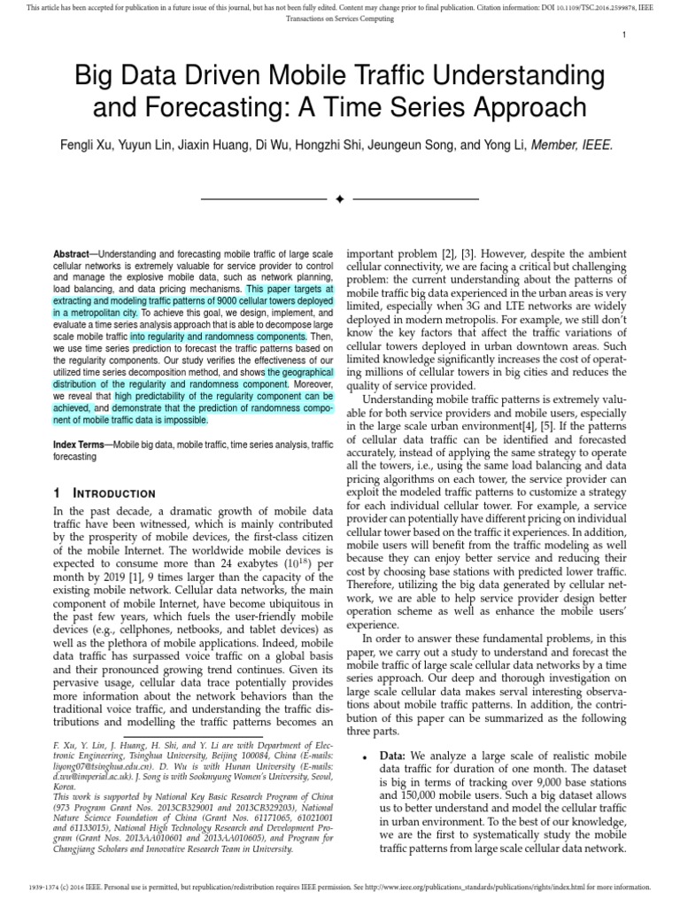 Big Data Driven Mobile Traffic Understanding and Forecasting - A Time ...