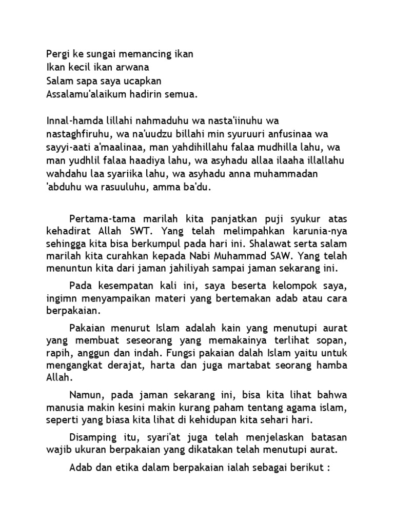 Teks Pidato Indo - Adab Berpakaian-1 | PDF