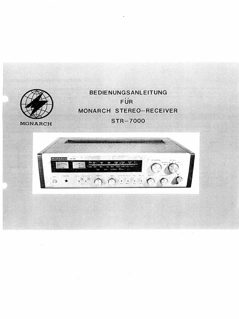 Monarch Str-7000 Stereo Receiver Sm | PDF