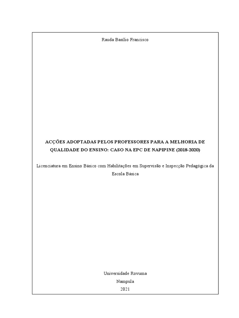 Rauda Basílio Francisco Mno 2021. Versão Final | PDF