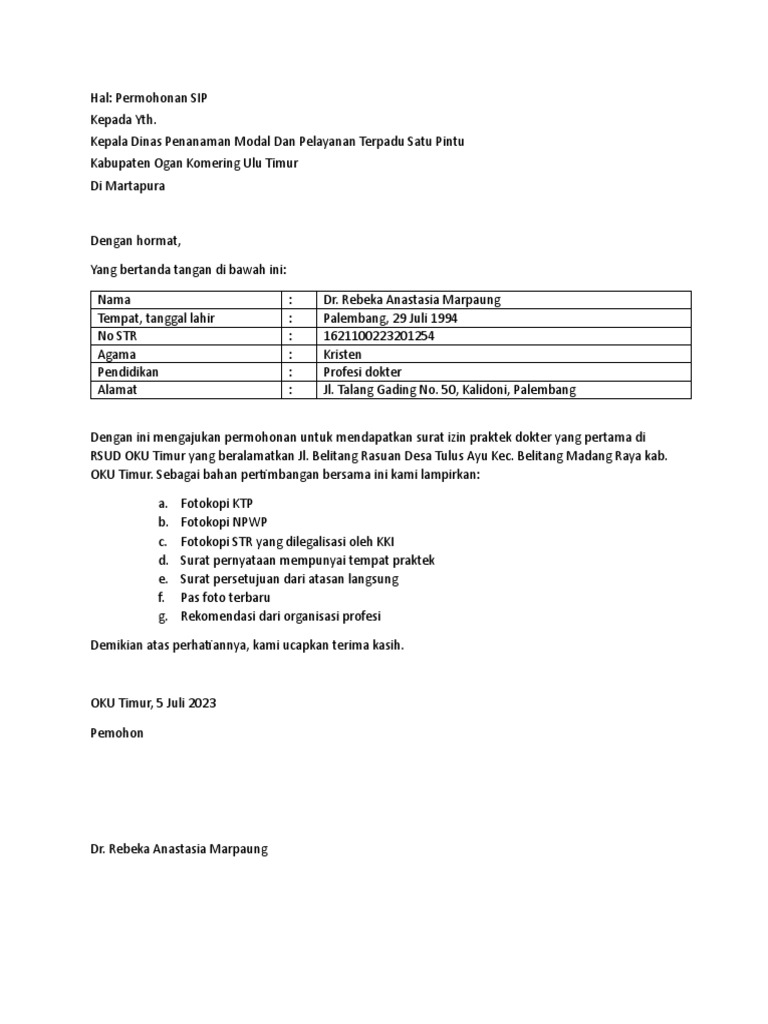 Permohonan PTSP | PDF