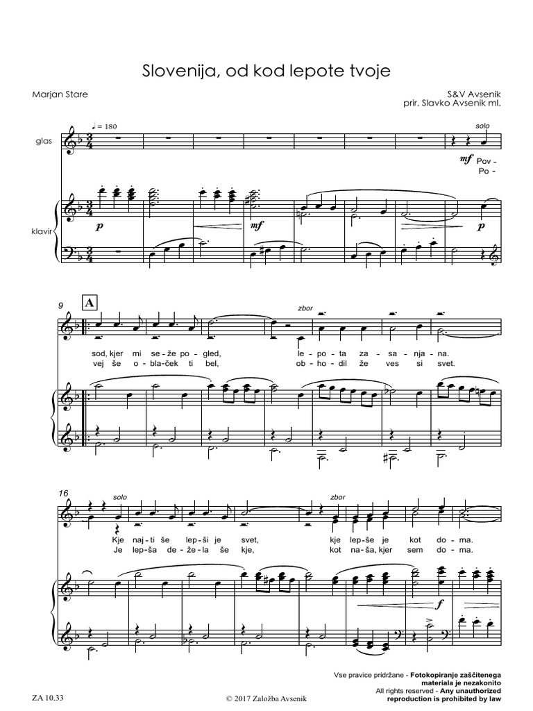 Slovenija, Od Kod Lepote Tvoje Glas in Klavir E-BOOK | PDF
