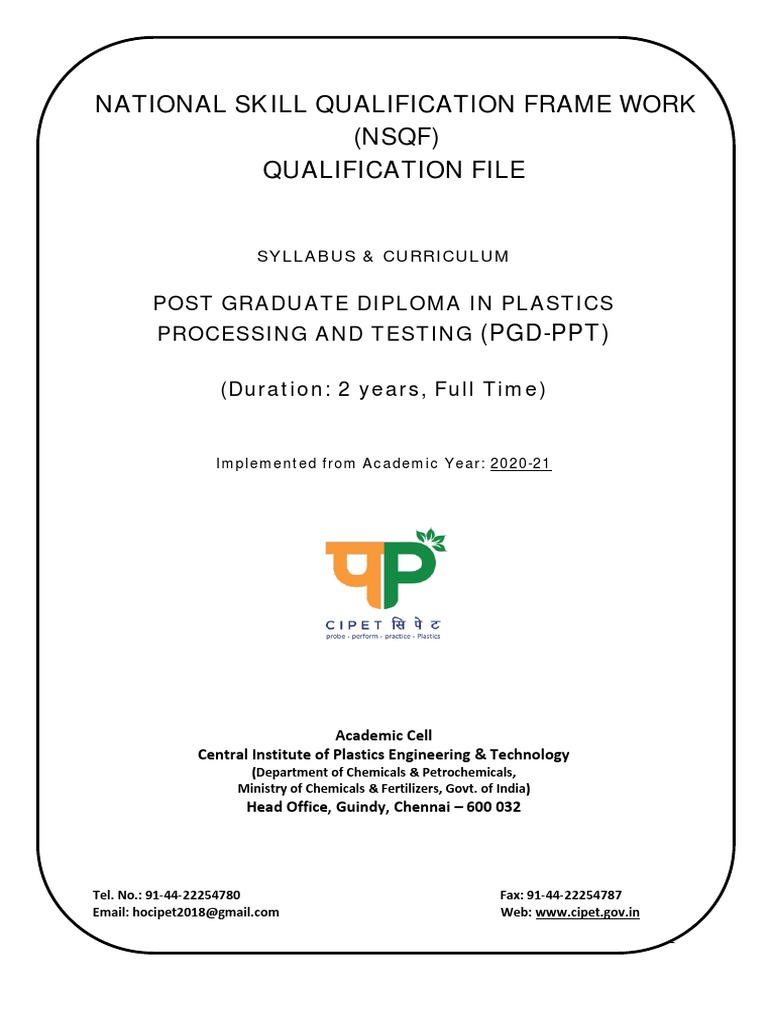 PGD PPT NSQF Syllabus 2020 21 | PDF