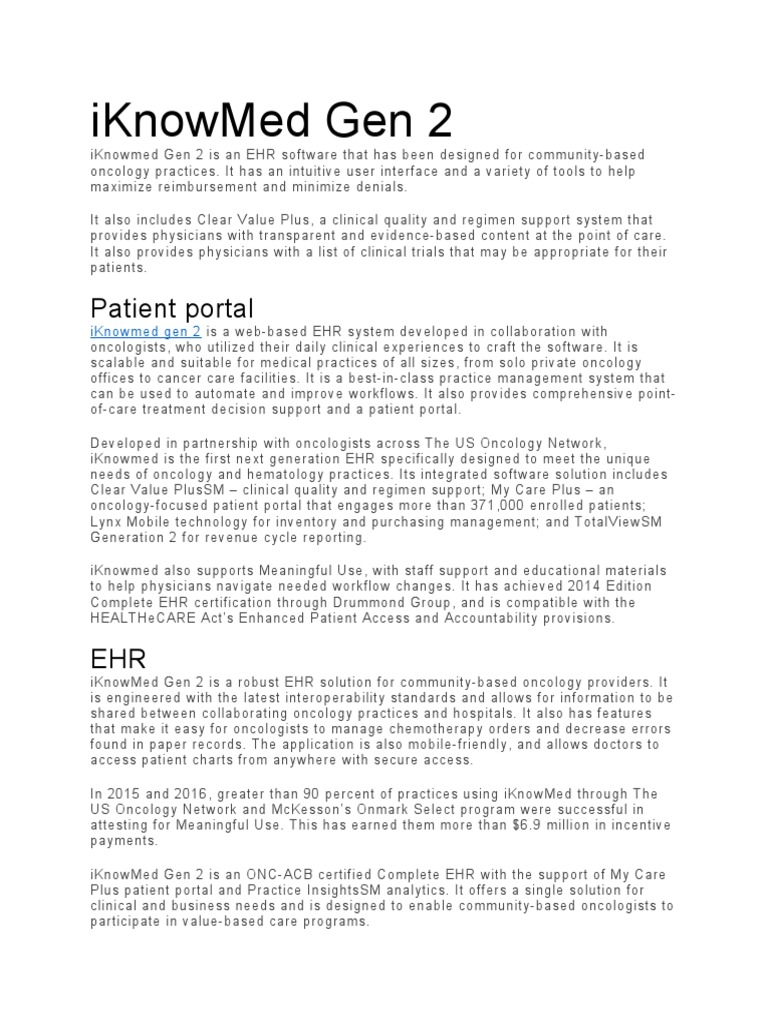 iKnowMed Gen 1 | PDF