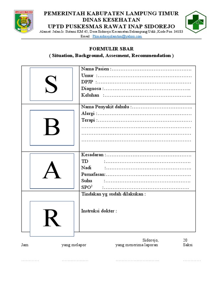 Form SBAR Sidorejo | PDF