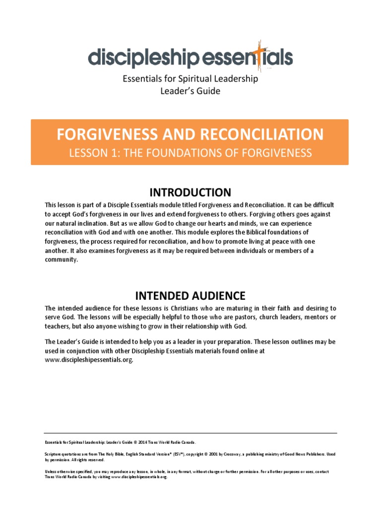 01 - The Foundation of Forgiveness - Leader's Guide | PDF | Forgiveness ...
