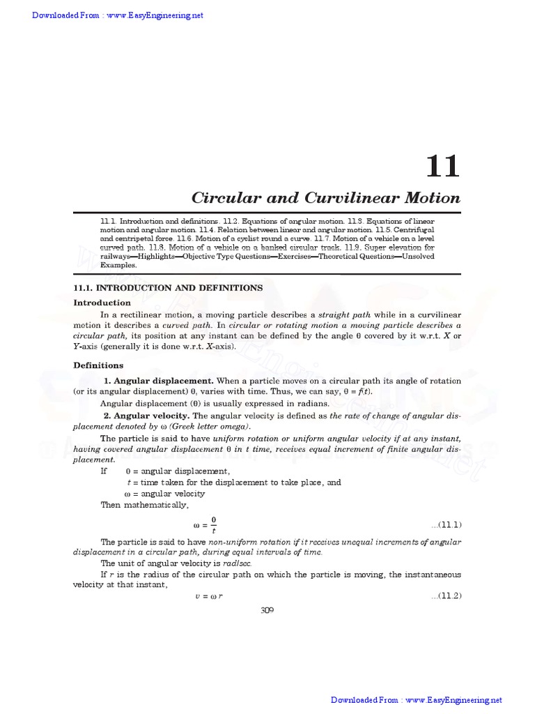 Circular and Curvilinear Motion | PDF