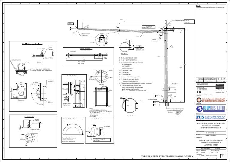 Typical Cantilever Traffic Signal Gantry: Notes | PDF | Screw | Equipment