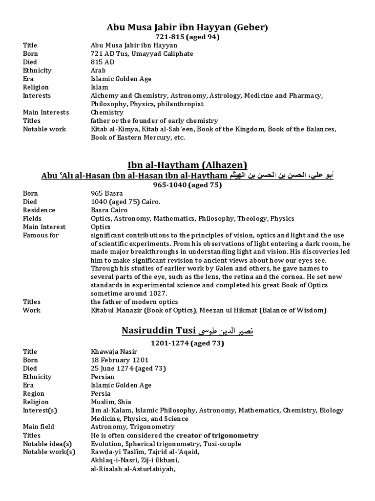 Muslim Scientists | PDF