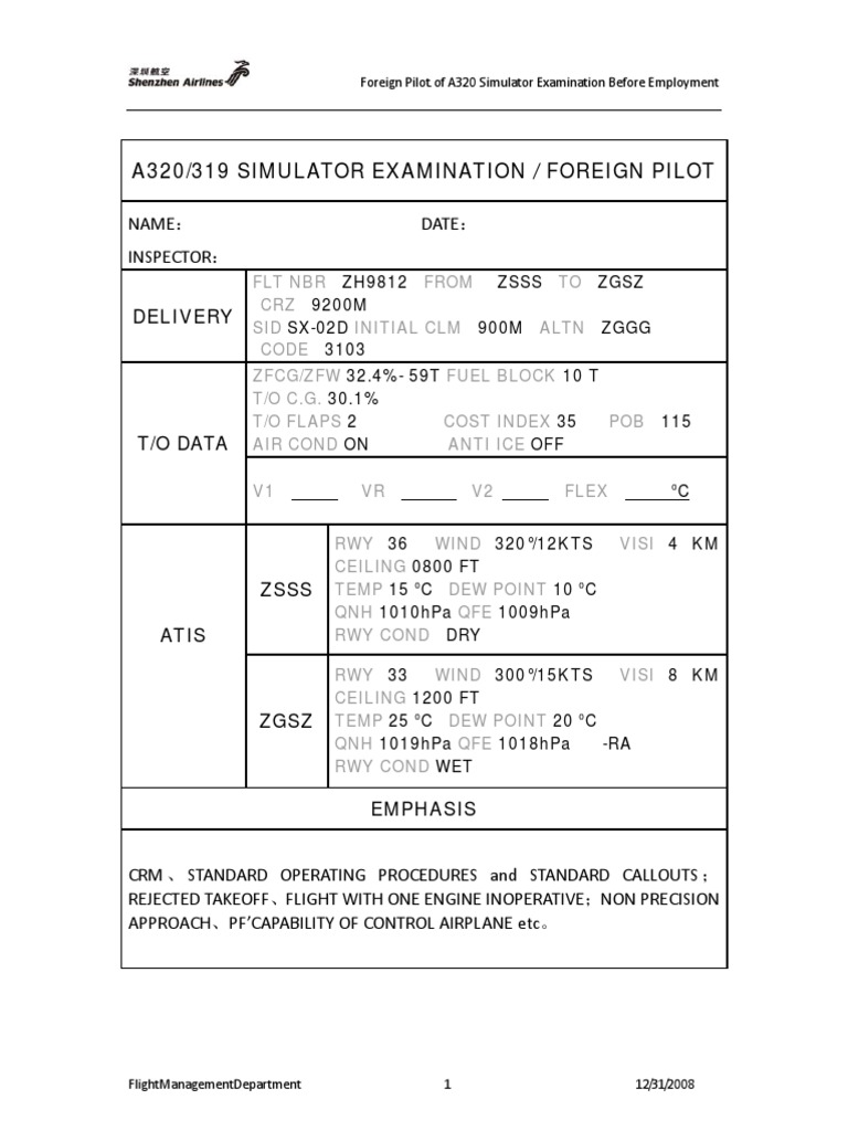 A320 Simulator Examination | PDF | Aviation | Navigation