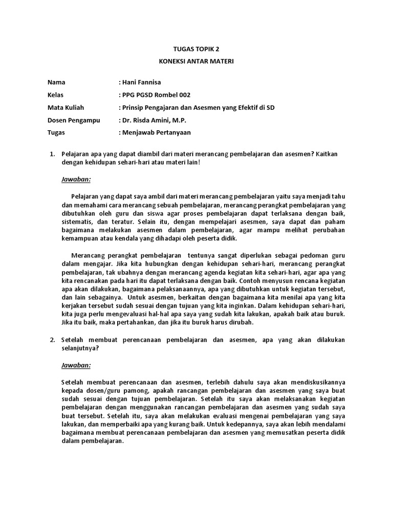 Tugas Topik 2 Koneksi Antar Materi | PDF
