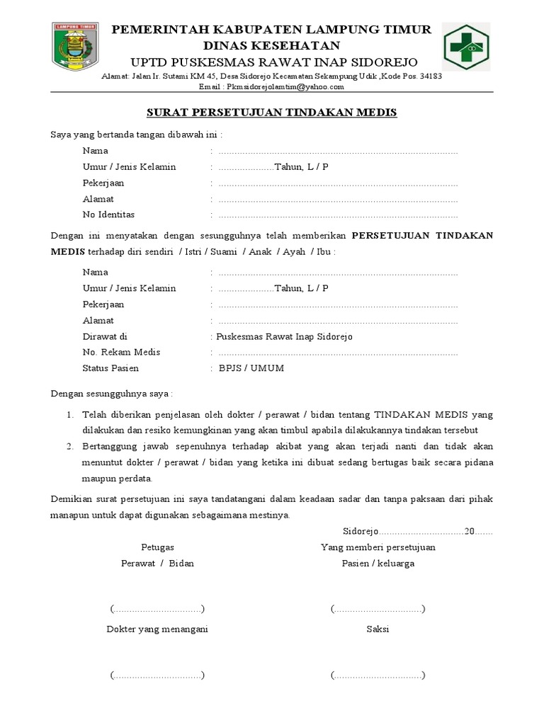 Surat Persetujuan Tindakan Medis | PDF