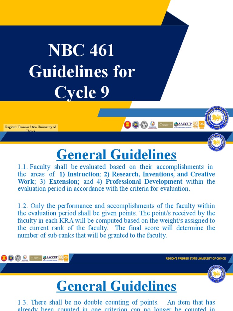 NBC Guidelines 9TH Cycle | PDF