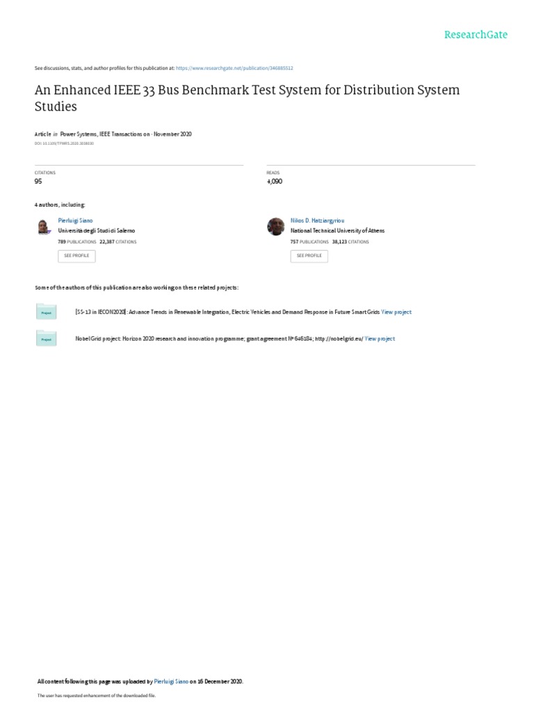 An Enhanced IEEE33 Bus Benchmark Test Systemfor Distribution System ...