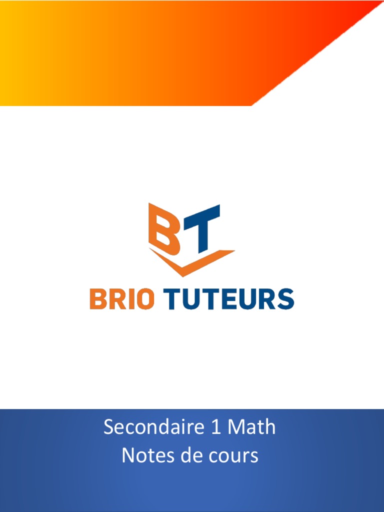 Sec 1 Math - Notes Synthèses | PDF