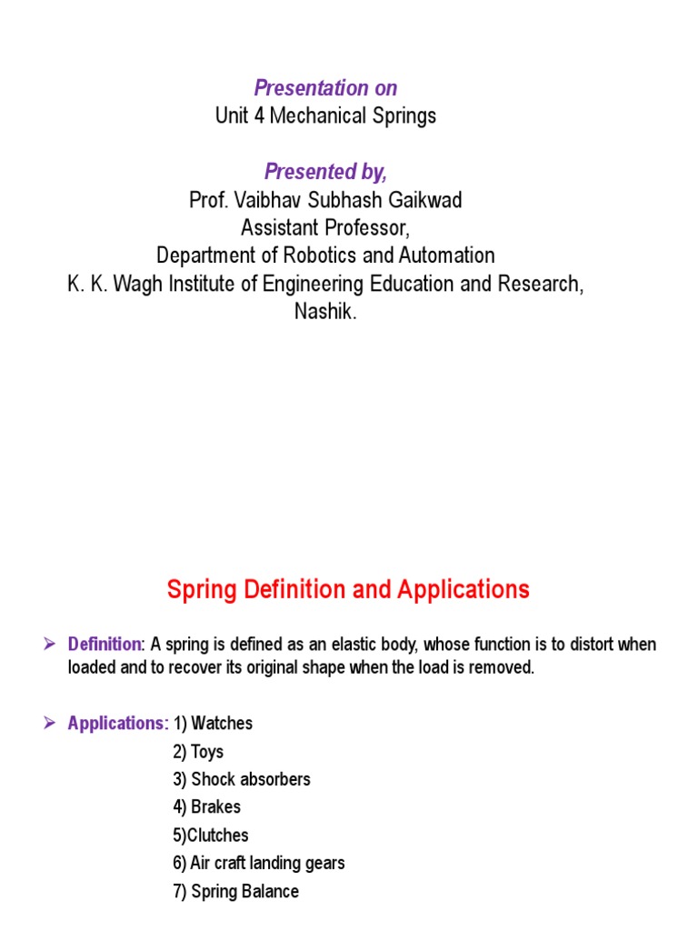 Unit 4 Springs | PDF
