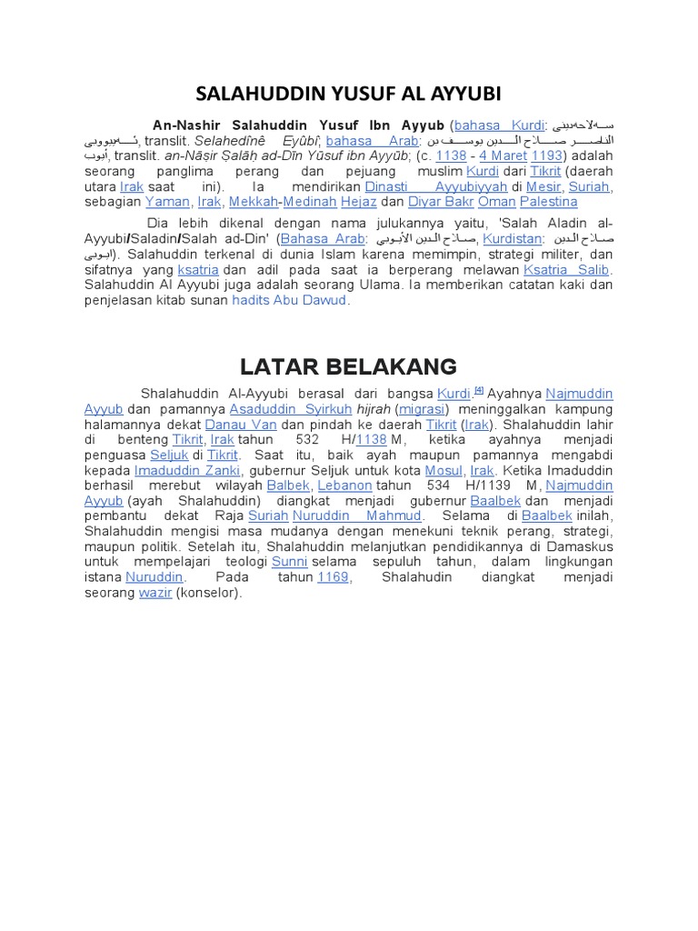 Salahuddin Yusuf Al Ayyubi | PDF