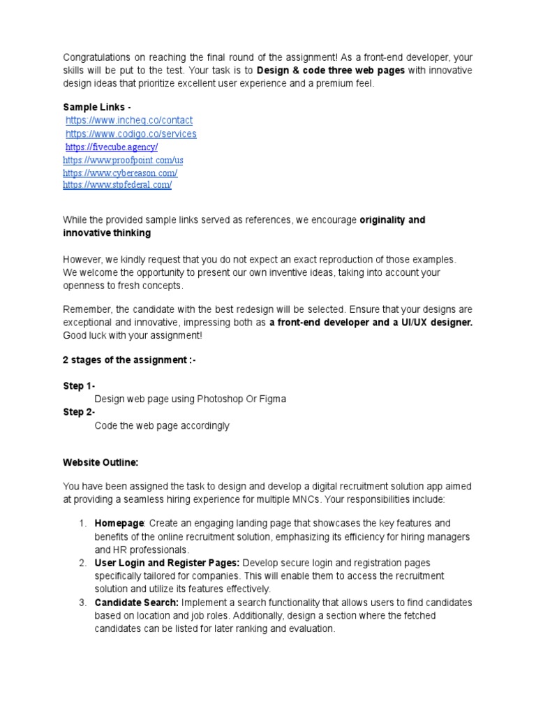 Front-End Developer Web Page Assignment | PDF | Career & Growth | Computers