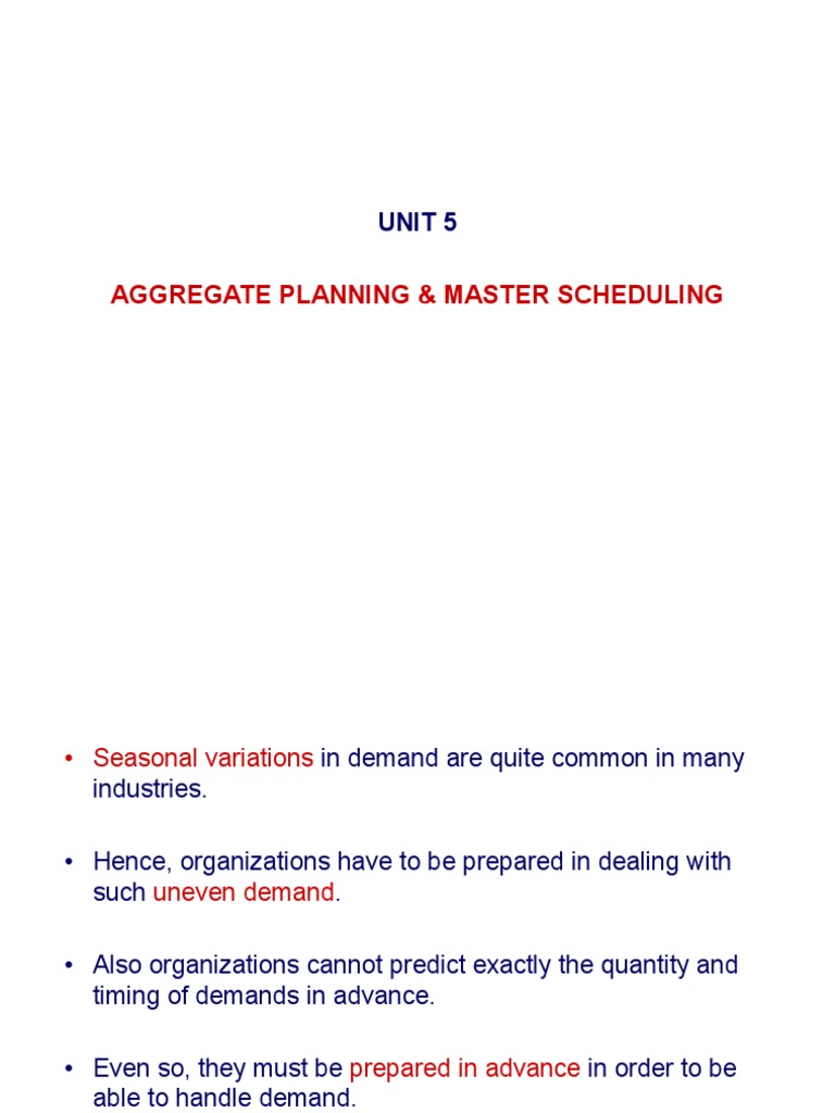 Master-Scheduling Aggregate Planning | PDF