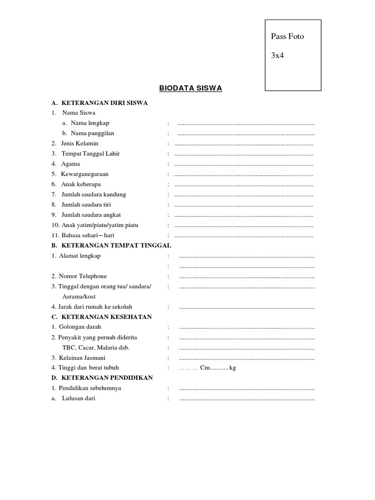 Biodata Siswa | PDF