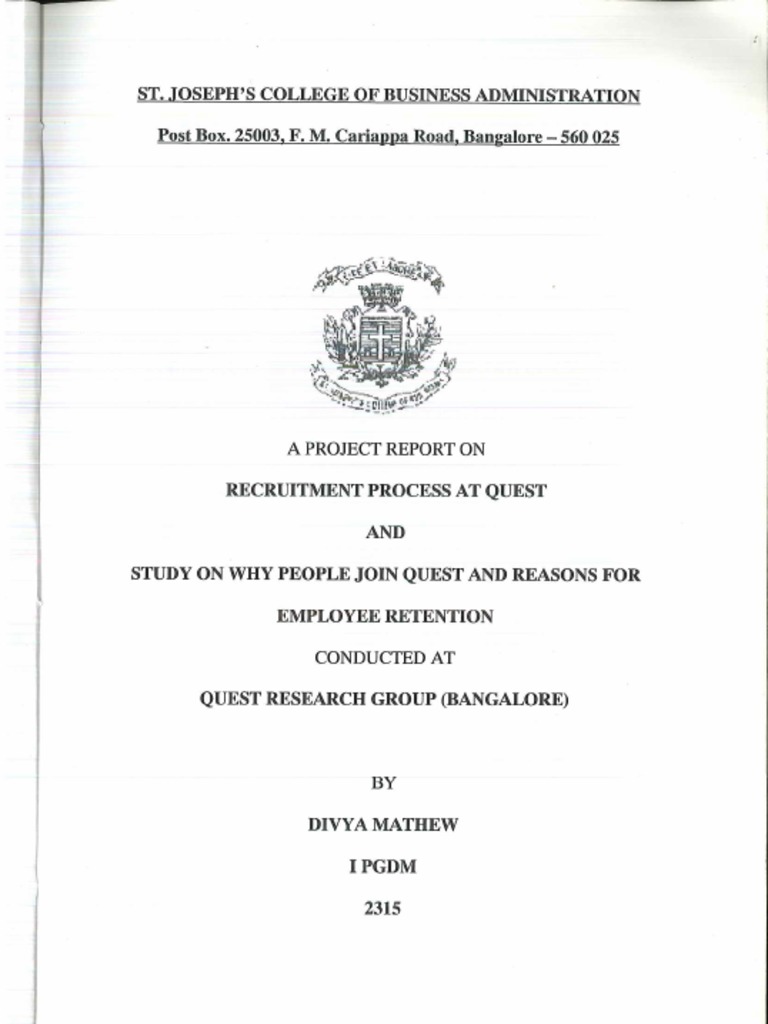 Recruitment Process at Quest and Study On Why People Join Quest and Reasons For Employee ...