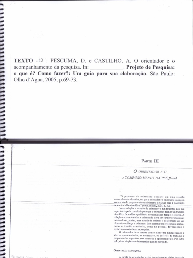 TEXTO 05 - PESCUMA e CASTILHO-O Orientador e o Acompanhamento Da Pesquisa | PDF