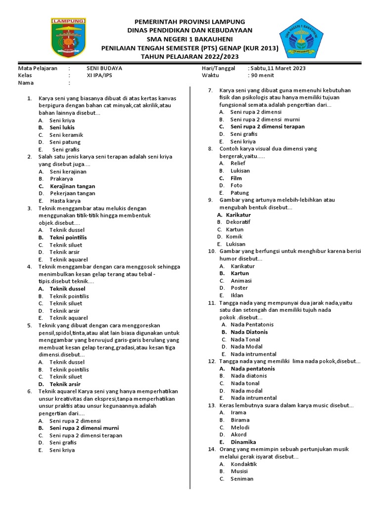 Soal SBK Kelas Xi | PDF