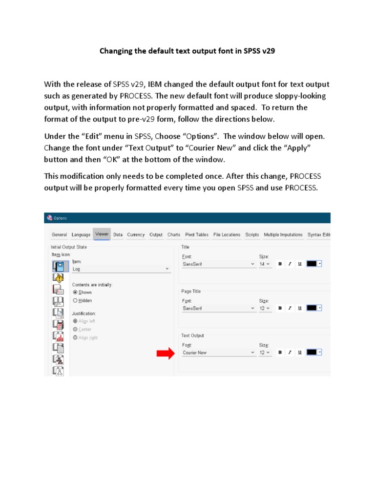 Changing The Default Text Output Font in SPSS v29 | PDF