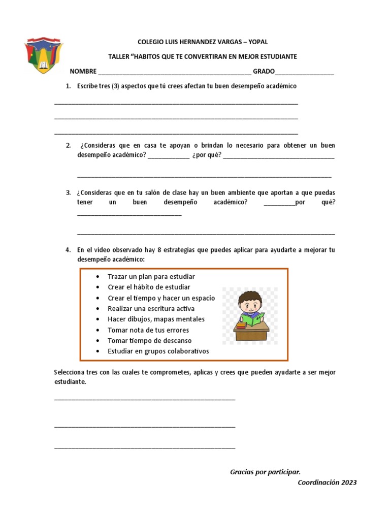 Taller Cómo Ser Mejor Estudiante | PDF