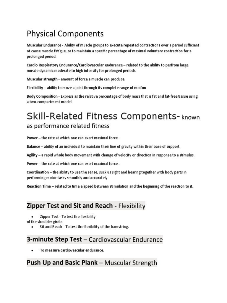 Essential Physical Fitness Components | PDF | Career & Growth | Wellness